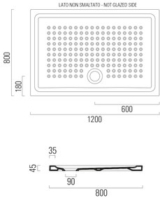 GSI Keramická sprchová vanička, obdélník 120x80x4,5cm, bílá ExtraGlaze - 439811