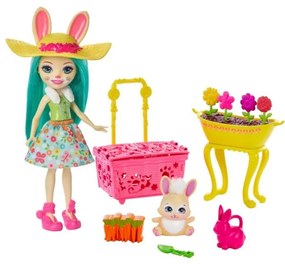 Enchantimals fluffy zajíčková & mop na zahrádce, mattel gjx33