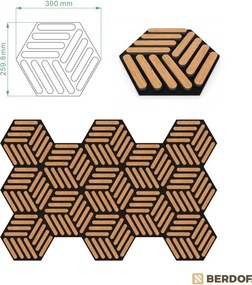 Akustický panel hexagon - Dub jantarový