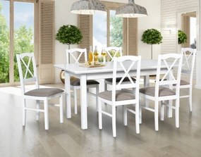 Drewmix jídelní sestava DX 37 odstín dřeva (židle + nohy stolu) bílá, odstín dýhy (deska stolu) bílá, potahový materiál látka s doplatkem