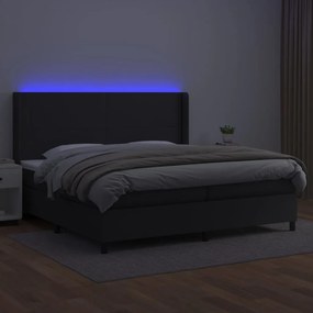 Box spring postel s matrací a LED černá 200x200 cm umělá kůže 3139283