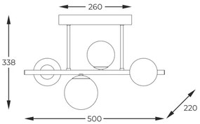 Zuma Line MX5918-4-EGN - Lustr na tyči VILLA 4xG9/3,5W/230V zlatá
