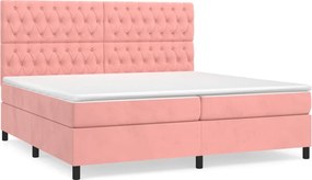 Box spring postel s matrací růžová 200x200 cm samet 3143228