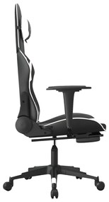 Herní židle s podnožkou černá a bílá umělá kůže,  3143704