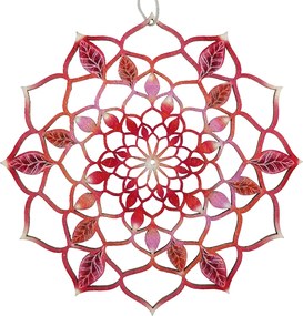 AMADEA Dřevěná dekorace mandala růžová 9 cm