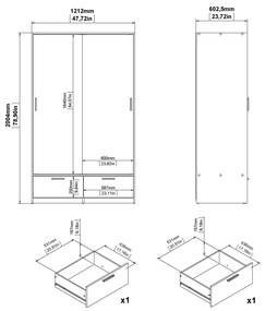Šatní skříň s posuvnými dveřmi Line 74324 beton/bílá