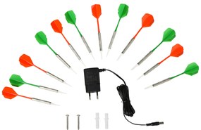 HOMCOM Elektronický šipkový terč s dvířky 216 her včetně 4 LED 12 šipek až pro 8 hráčů ABS PP 49x54,6x5,5 cm