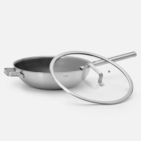 Fabini Wok pánev Hybrid Standard, ø 30 cm - Nerezová beznýtová pánev s keramickým hybridním povrchem z vícevrstvé nerezové oceli s poklicí