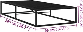 Rám postele černý kov 90 x 200 cm 324785