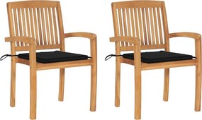 vidaXL Zahradní židle 2 ks podušky masivní teakové dřevo [3063264] Barva: Šedá