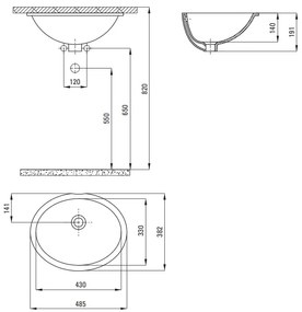 Deante Alpina, keramické umyvadlo na zapuštění pod desku, bílá, DEA-CGA_6U5U