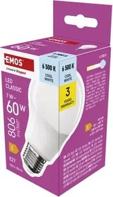 EMOS LED žárovka Classic A60 7W / 60W E27 / studená bílá / 806 lm