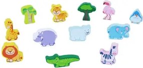RAPPA Sada dřevěných figurek ZOO v kufříku / 12 ks / Dřevo