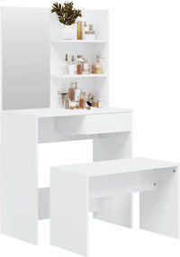 Toaletní stolek sada bílý s vysokým leskem 74,5 x 40 x 141 cm 3114143
