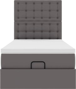 Osmanský postel s matrací šedý 100x200cm cm umělá kůže 3312989