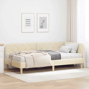 Rohový rám postele Krémová 100 x 200 cm textil 3394131