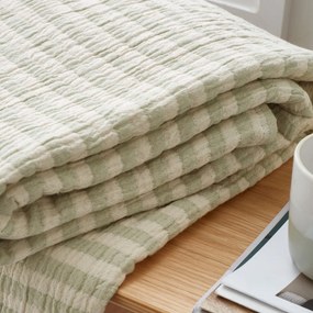 Zelená bavlněná deka 150x200 cm Cotton Muslin Stripe – Bianca