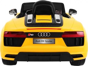 Ramiz Elektrické autíčko Audi R8 Spyder pro děti žluté + dálkové ovládání + EVA + pomalý start + rádio MP3 + LED
