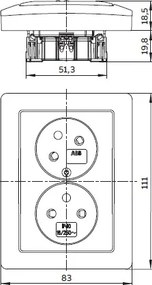 ABB Zoni dvojzásuvka matná bílá 5513T-C02157 240 s clonkami