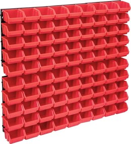 vidaXL 96dílná sada skladovacích zásobníků nástěnné panely modročerná [150807] Barva: Červená