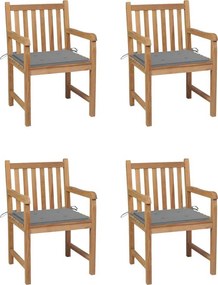 vidaXL Zahradní židle 4 ks podušky masivní teak [3073004] Barva: Šedá