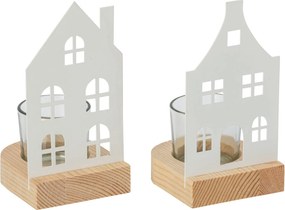 2ks svícen bílý domeček na čajovou svíčku – 14*8*7 cm