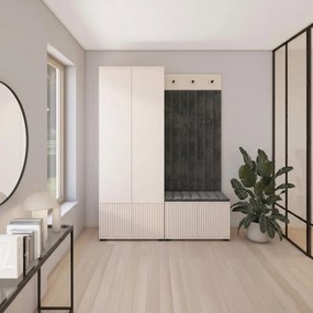 Předsíňová stěna RAYO 1 s čalouněnými panely, 140 cm, kašmír/ tmavě šedá