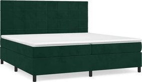 Box spring postel s matrací tmavě zelená 200x200 cm samet 3143046