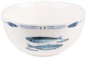Porcelánová miska na polévku  s rybkami  Fish Blue - Ø 14*7 cm / 500 ml