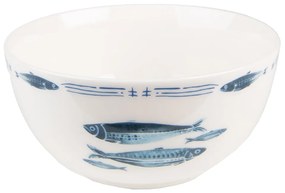 Porcelánová miska na polévku s rybkami Fish Blue - Ø 14*7 cm / 500 ml