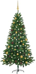 Umělý vánoční stromek s LED diodami a sadou koulí 180 cm zelený,  3077555 HangarStore.cz