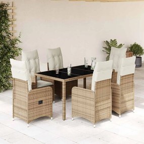 7dílný zahradní bistro set s poduškami béžový polyratan 3277100