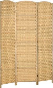 HOMCOM 3-panelový skládací paraván 135x180 cm rozdělovač místností z polypropylenu pro kanceláře a ložnice přírodní