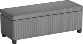 HOMCOM manšestrová lavice s úložným prostorem 84 l s víkem, šedá — 112 × 42 × 40 cm | Aosom
