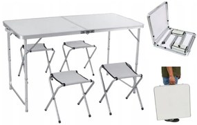Bestent Kempingový stůl 120x60cm a 4 židle White