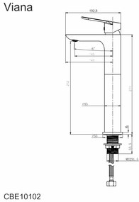 Mereo Viana umyvadlová stojánková baterie vysoká bez výpusti mosaz chrom CBE10102