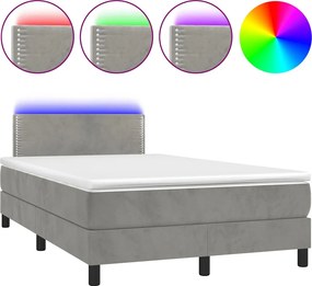 Box spring postel s matrací a LED světle šedá 120x190 cm samet 3270147