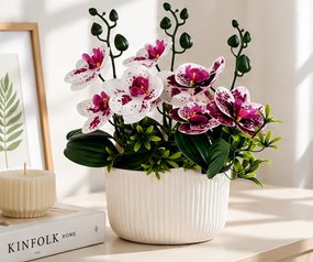 umělá květina, orchidej Phalaenopsis, sada 2 ks, výška 38 cm, plast,  bílá/vínová, Dekorino UK20260030