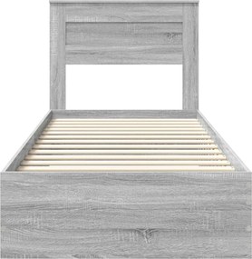 Rám postele Šedý Sonoma a stříbrná 75 x 190 cm Kompozitní dřevo 3410047