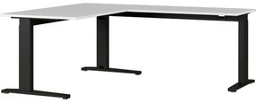Šedý rohový kancelářský stůl GEMA Leanor 160 x 193 cm s černou podnoží