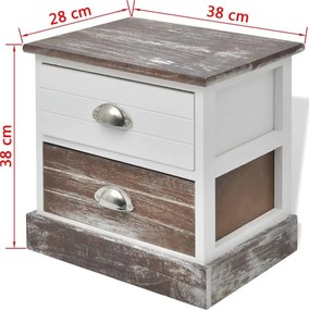 vidaXL Noční stolek dřevěný hnědý a bílý [242884]