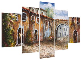 Obraz malované středomořské uličky (150x105 cm)