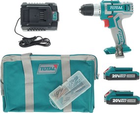 Vrtací šroubovák aku, 20 V Li - ion (2x), 2000 mAh, industrial TOTAL TDLI2002