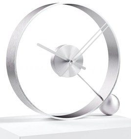 Mclocks Designové stolní hodiny Endless brushed silver/silver 32cm