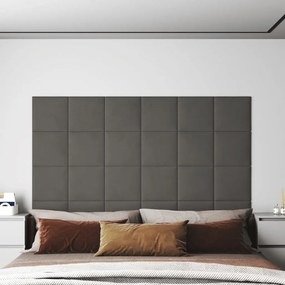 vidaXL Nástěnné panely 12 ks tmavě šedé 30 x 30 cm samet 1,08 m²