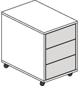 Kancelářský pojízdný kontejner LAYERS, 3 zásuvky, 400 x 600 x 575 mm, bílá / šedá