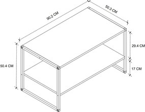 VerDesign DUREN 50*90 konferenční stolek, borovice/černá
