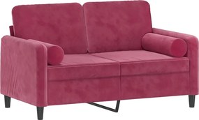 2místná pohovka s polštáři vínová 120 cm samet 3200875
