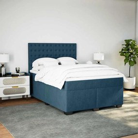 Box spring postel s matrací modrá 140 x 200 cm samet 3293246