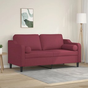 2místná pohovka s polštáři vínová 140 cm textil 3200851